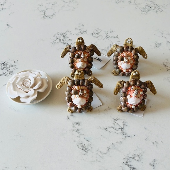 Pier 1 | Dining | Pier Turtle Beaded Shell Napkin Rings Set Of 4 | Poshmark